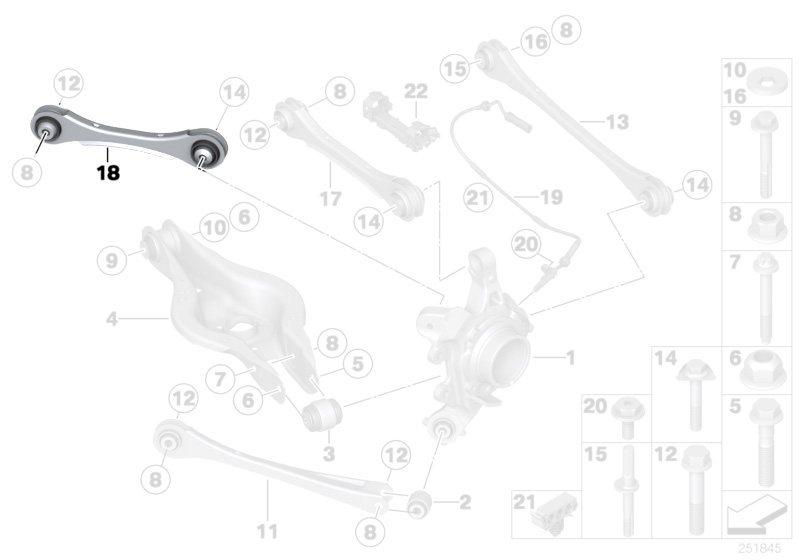 Guiding suspension link rear left BMW F20 F21 F22 F23 F30 F31 F32 F36 ...